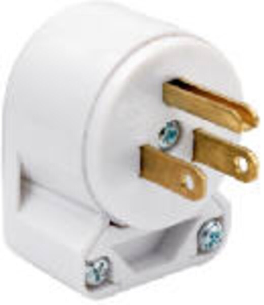 15A 125V WHITE 3-WIRE ANGLED PLUG